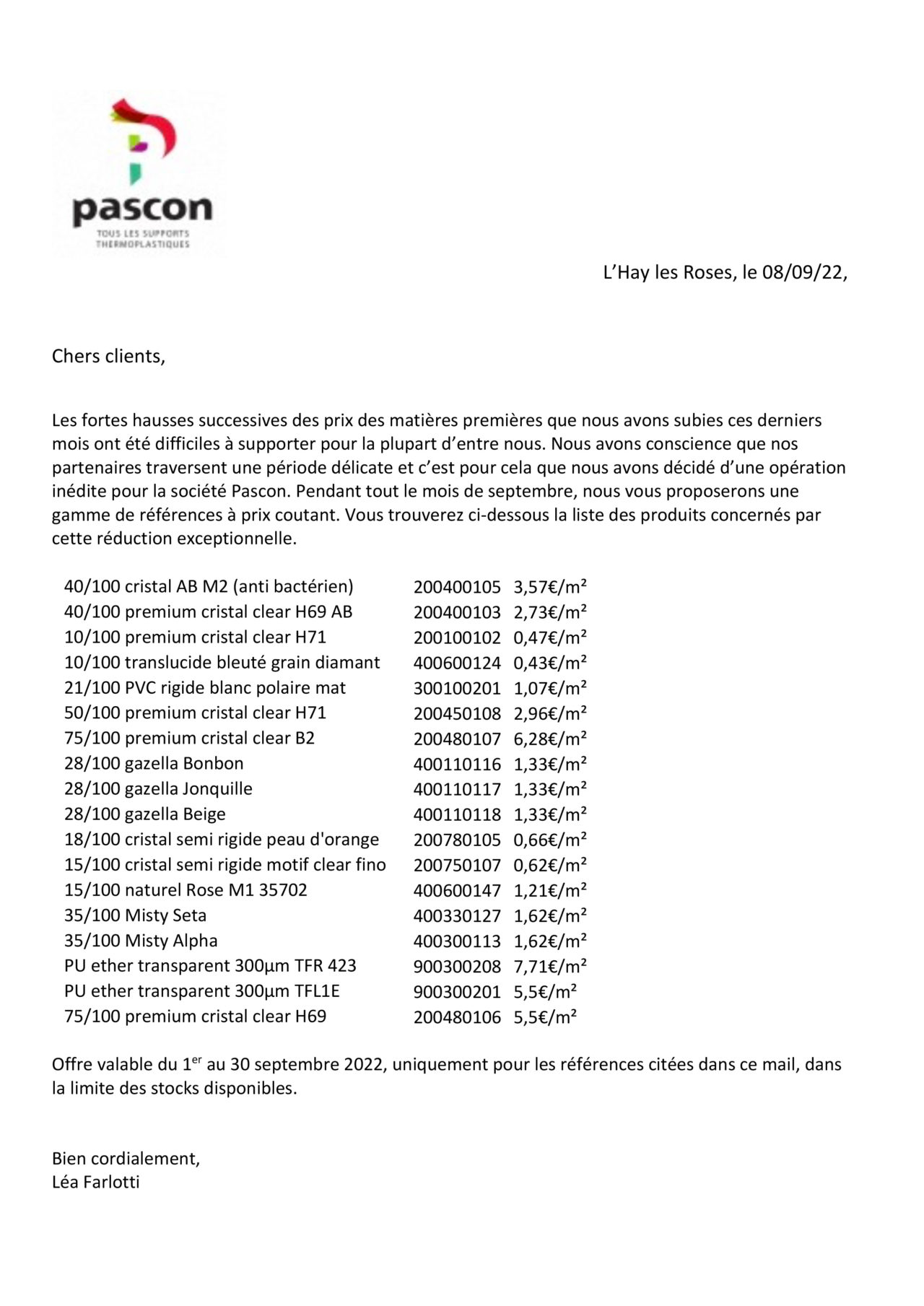 Opération prix coutant - PASCON